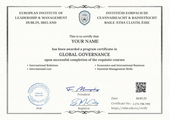 Program Certificate In Global Governance - EILM.EDU.EU