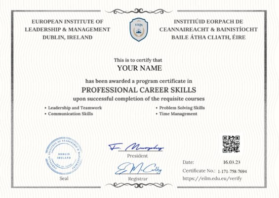 Program Certificate In Professional Career Skills - EILM.EDU.EU