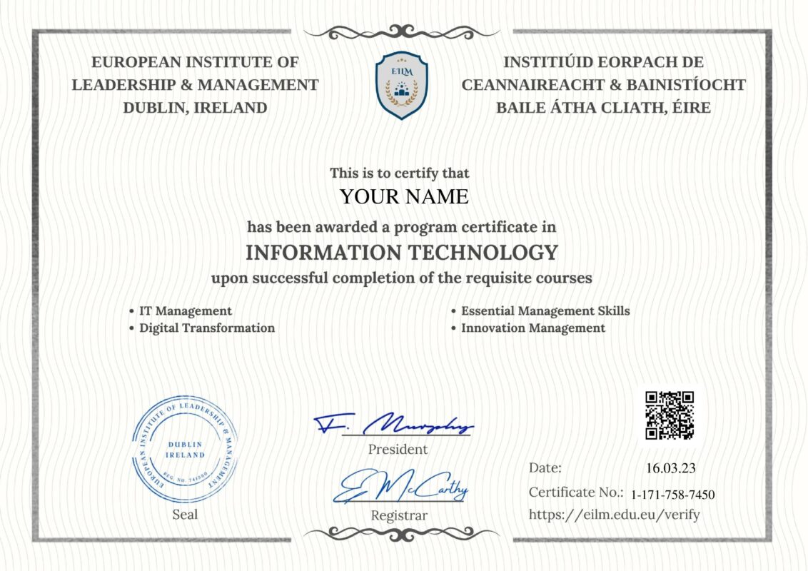 Program Certificate In Information Technology - EILM.EDU.EU