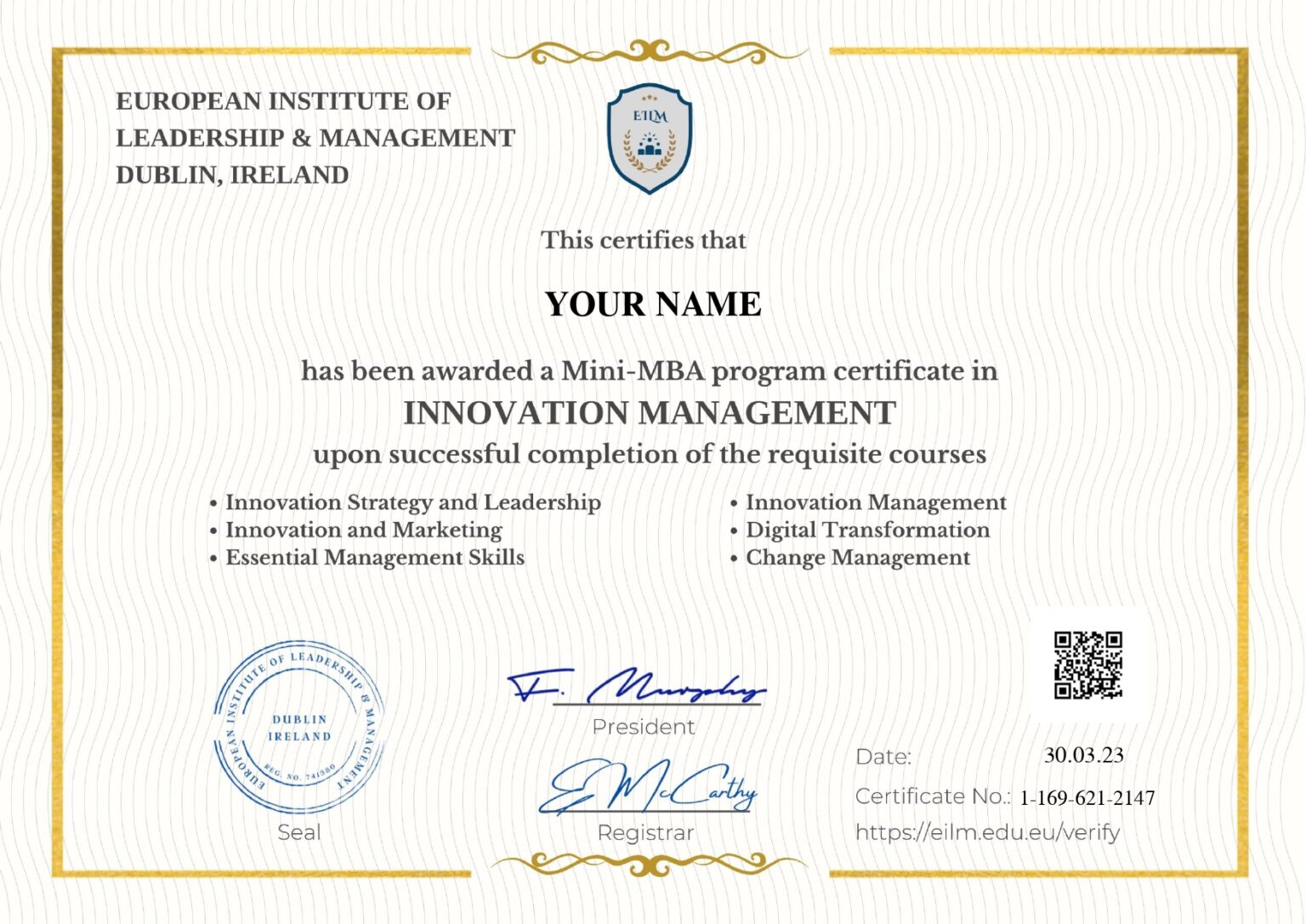 Mini MBA Innovation Management - EILM.EDU.EU